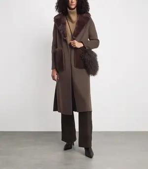 YVES SALOMON Double-faced Cashmere Long Coat With Mink Fur Pockets And Collar