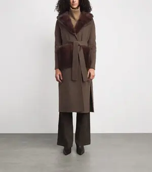 YVES SALOMON Double-faced Cashmere Long Coat With Mink Fur Pockets And Collar