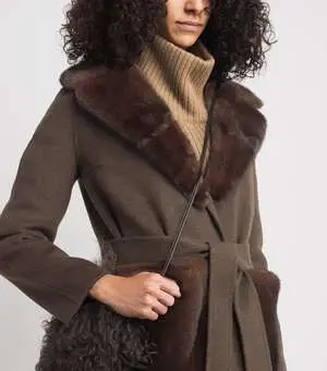 YVES SALOMON Double-faced Cashmere Long Coat With Mink Fur Pockets And Collar