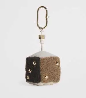 YVES SALOMON Merino Shearling Dice Keyring