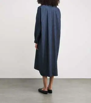 Eskandar Denim Side-seam Midi Shirt Dress