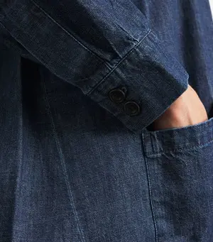 Eskandar Denim Side-seam Midi Shirt Dress