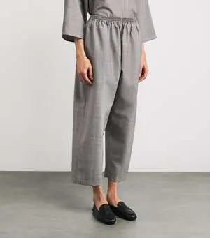 Eskandar Virgin Wool Check Japanese Trousers