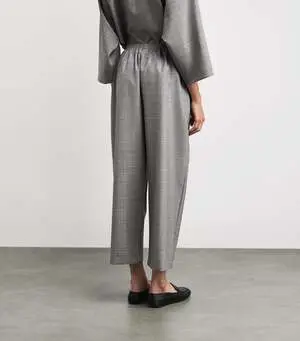 Eskandar Virgin Wool Check Japanese Trousers