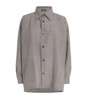 Eskandar Virgin Wool Wide A-line Shirt Jacket