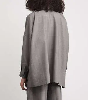 Eskandar Virgin Wool Wide A-line Shirt Jacket