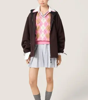 Miu Miu Fleece Zip-up Jacket - Brown