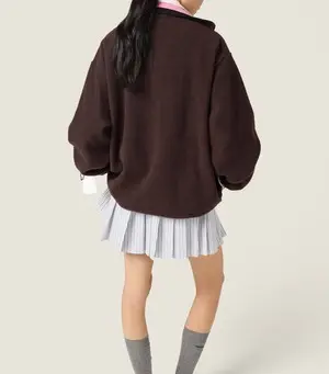 Miu Miu Fleece Zip-up Jacket - Brown