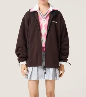 Miu Miu Fleece Zip-up Jacket - Brown