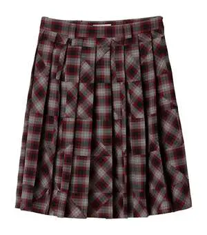 Miu Miu Wool Tartan Midi Skirt