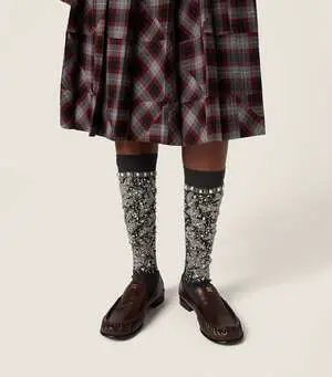 Miu Miu Wool Tartan Midi Skirt