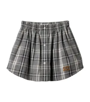Miu Miu Cotton Flannel Mini Skirt