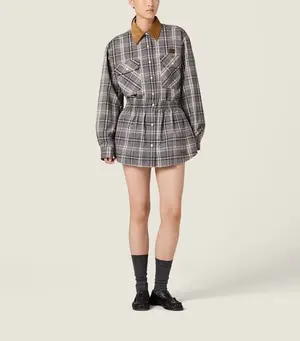 Miu Miu Cotton Flannel Mini Skirt