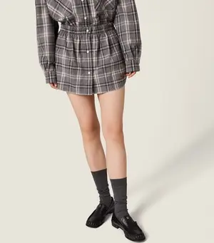 Miu Miu Cotton Flannel Mini Skirt
