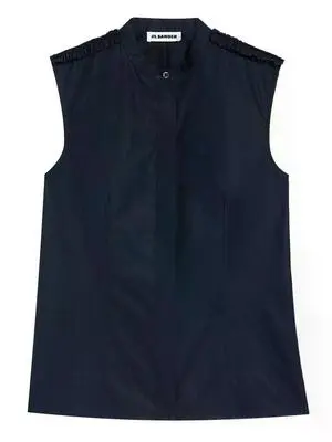 JIL SANDER Ruffled Collarless Sleeveless Shirt