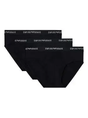Emporio Armani Log-detailed Elasticated-waistband Briefs - Black
