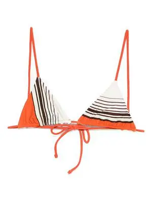 Sir The Label Destino Striped-pattern Triangle Bikini Top - White