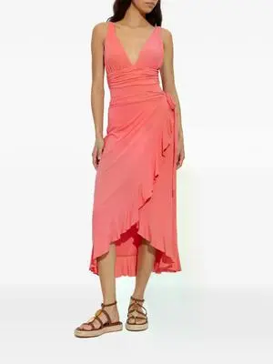Melissa Odabash Ruffled-trim Tie-fastening Midi Skirt - Pink