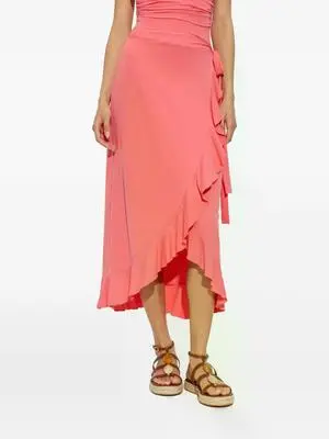 Melissa Odabash Ruffled-trim Tie-fastening Midi Skirt - Pink