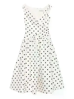 SELF-PORTRAIT Polka-dot Wrap Midi Dress - White