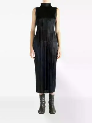 Issey Miyake Pleated High-neck Top - Black