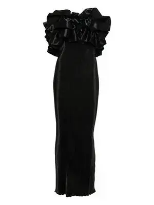 L'IDEE Paris Ruffled-tube Midi Dress - Black