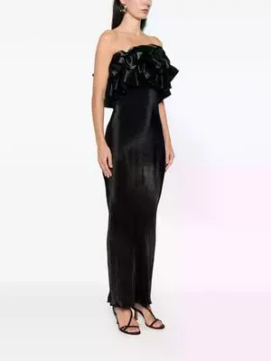 L'IDEE Paris Ruffled-tube Midi Dress - Black
