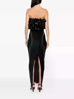 L'IDEE Paris Ruffled-tube Midi Dress - Black