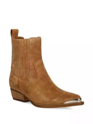 Guess Pointed Toe Boots With Metal Detail - Brown
