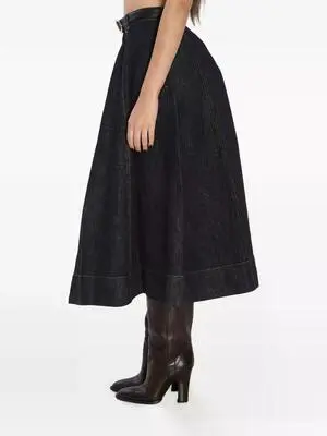 SELF-PORTRAIT Flared Midi Skirt With Belt