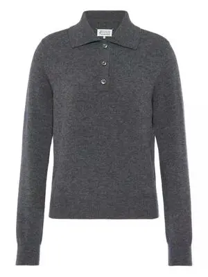MAISON MARGIELA Buttoned Collar Wool Top - Grey