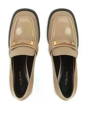 SERGIO ROSSI Bitt Leather Loafers - Neutrals