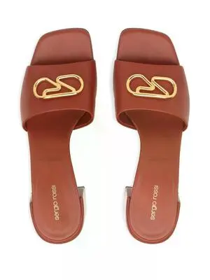 SERGIO ROSSI 55mm Surge Leather Mules - Brown