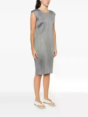 Issey Miyake Pleated Sleeveless Midi Dress - Grey