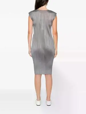 Issey Miyake Pleated Sleeveless Midi Dress - Grey