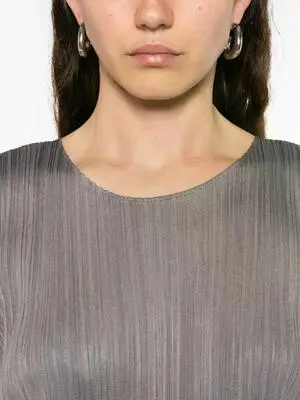 Issey Miyake Pleated Sleeveless Midi Dress - Grey