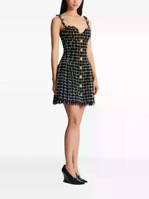 Balmain Chain-strap Tweed Dress - Black