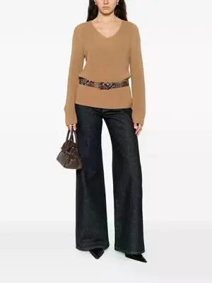 Marc O'polo V-neck Knitted Sweater - Brown