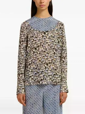 Marni Long-sleeved Crêpe De Chine Top With Anemones Print