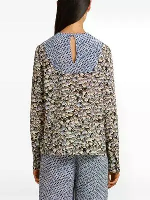 Marni Long-sleeved Crêpe De Chine Top With Anemones Print