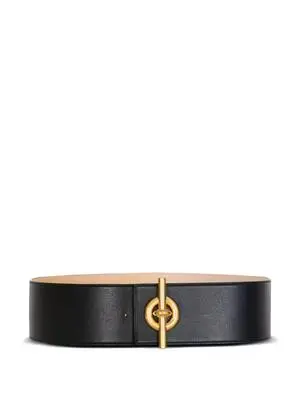 Balmain T-bar Leather Belt - Black