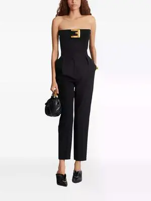 Balmain Buckle Crepe Belted Bodysuit