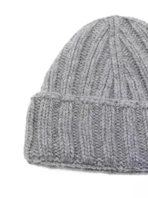 DELL'OGLIO Ribbed Beanie Hat - Grey