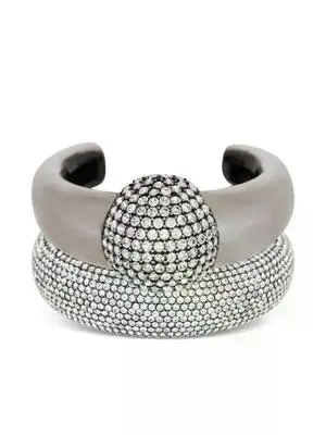 Balmain Rhinestone-embellished Bangle Set - Silver
