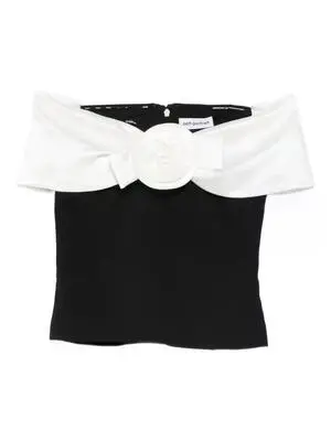SELF-PORTRAIT Crepe Off-shoulder Top - Black