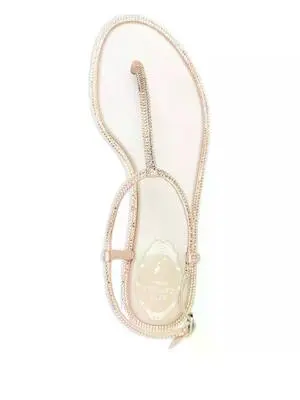 Rene Caovilla Diana Rhinestone-embellished Ankle-strap Sandals - Neutrals