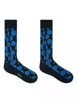 Paul Smith Abstract-pattern Cotton Socks - Blue