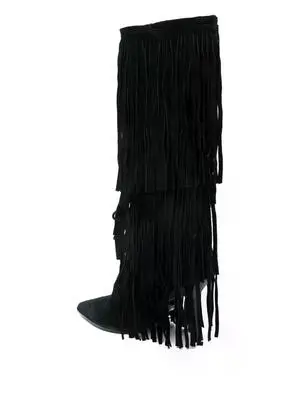 GISEL MOIRE 90mm George Fringed Pointed-toe Boots