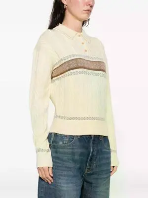 Guest In Residence Cable Collegiate Knitted Polo Top