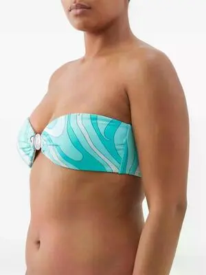 Emilio Pucci Mirmo-print Bandeau Bikini Top - Blue